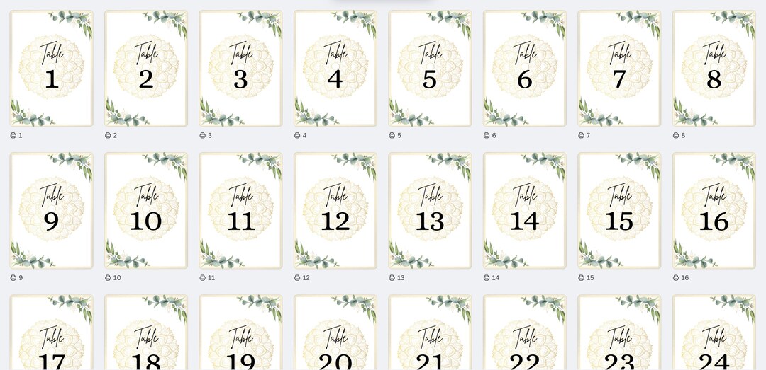 Wedding/party Event Table Numbers (tables Numbered 1 Through 50) With ...