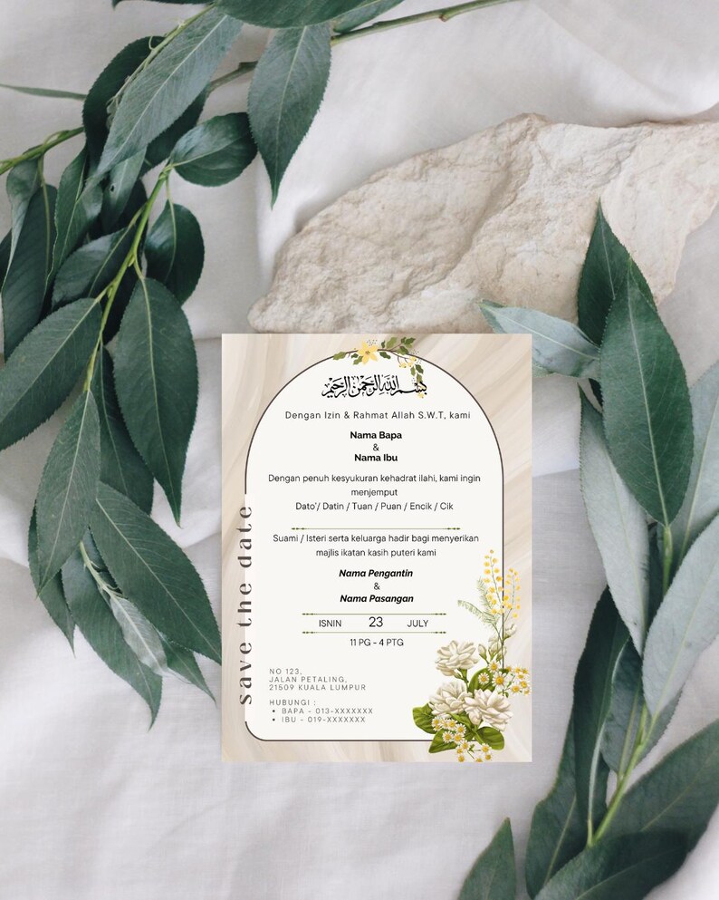 Editable Walimatul Urus Invitation | Malay Wedding Card | Islamic Digital Wedding Invite ...