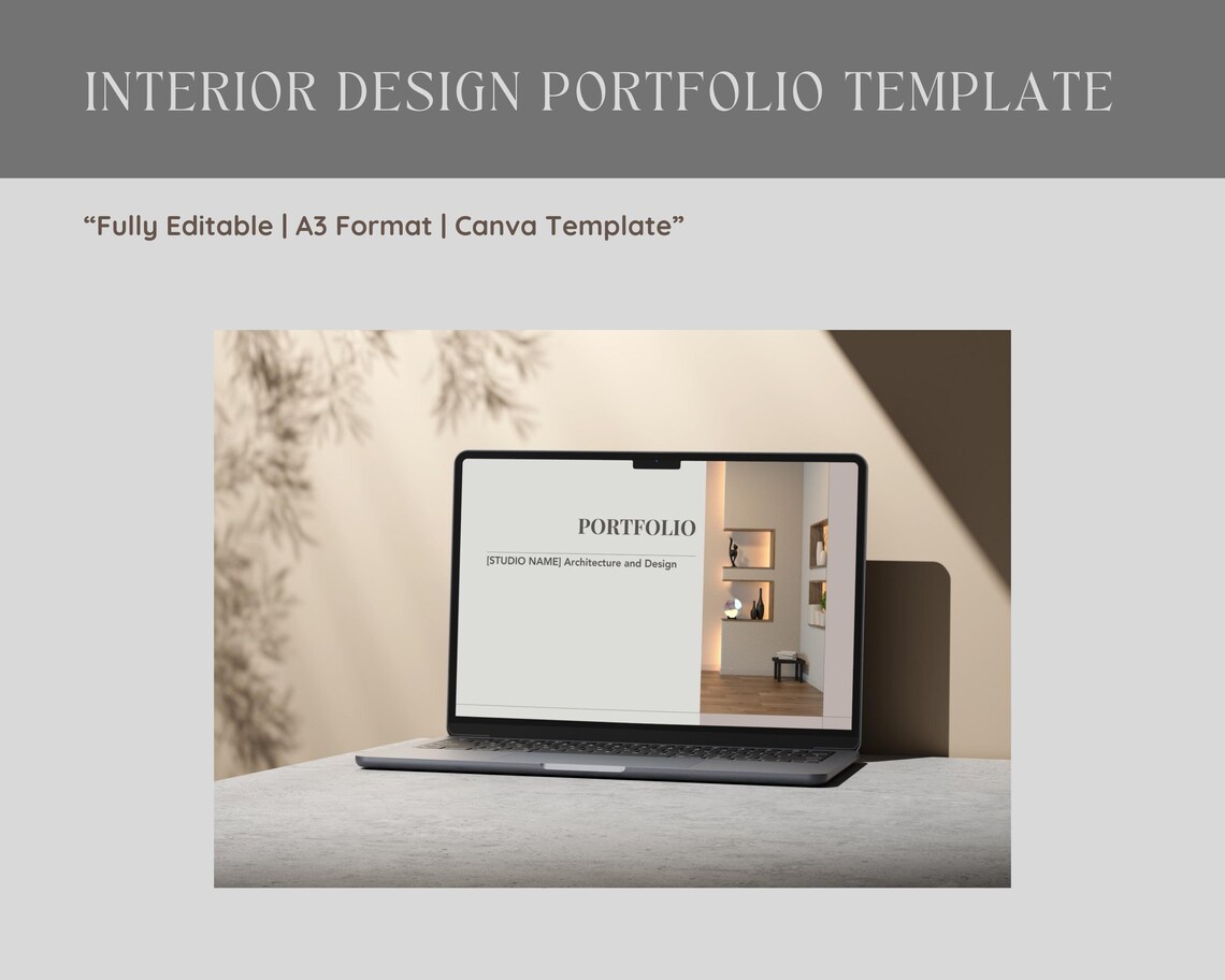 Canva Portfolio Template for Interior Designers – A3 Horizontal Layout ...