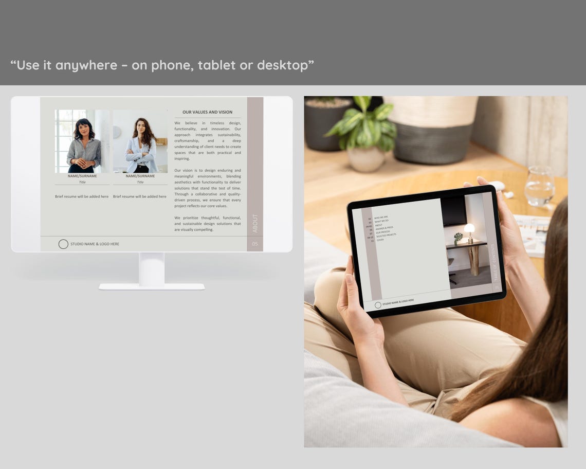 Canva Portfolio Template for Interior Designers – A3 Horizontal Layout ...
