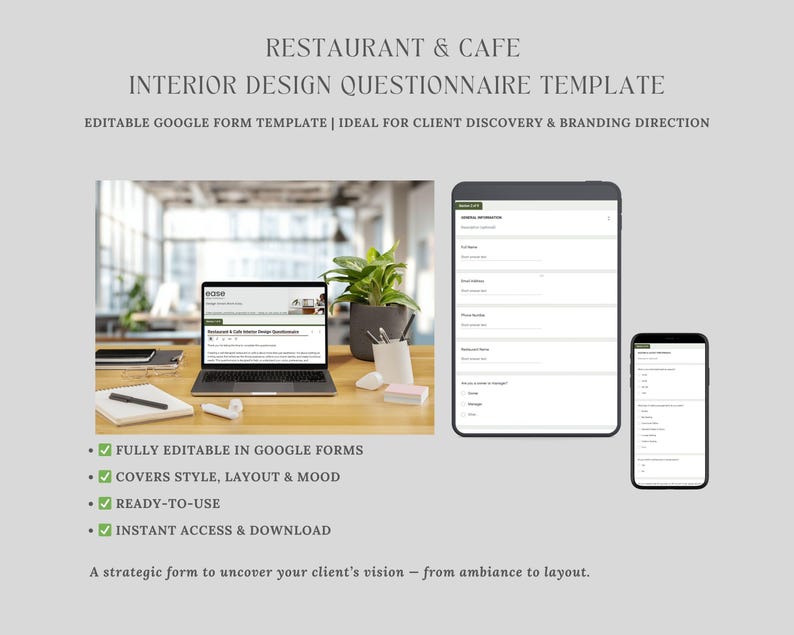 Interior Design Client Questionnaire – Restaurant & Cafe Intake Form ...