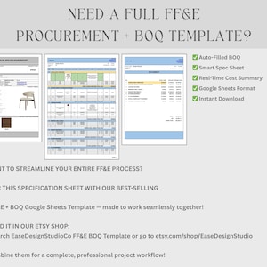 FF&E Specification Sheet – Editable Google Sheets Template for Interior ...