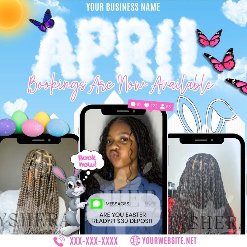 Editable April Booking Template: Hair, Lash & Nail Flyer - Etsy