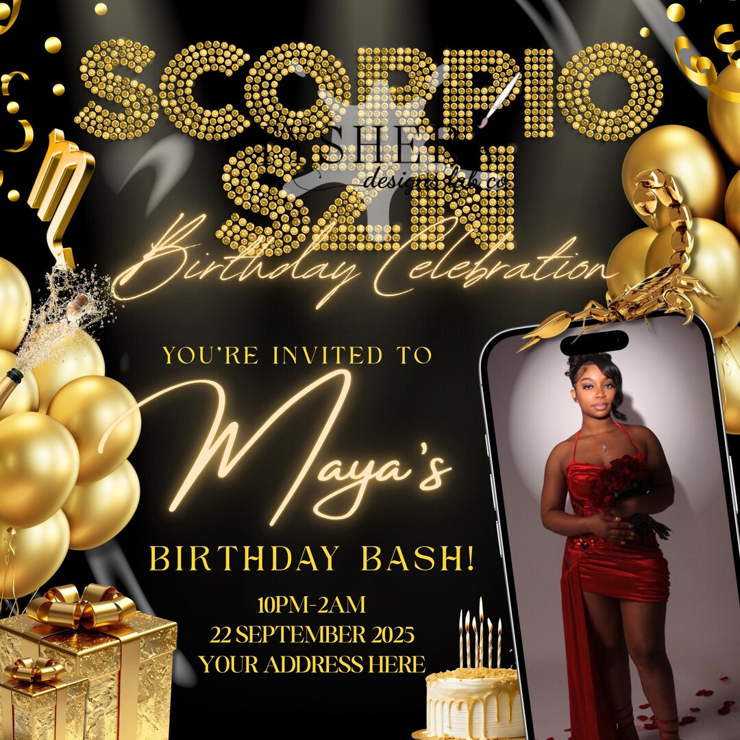Scorpio Birthday Flyer, Editable Canva Template - Etsy