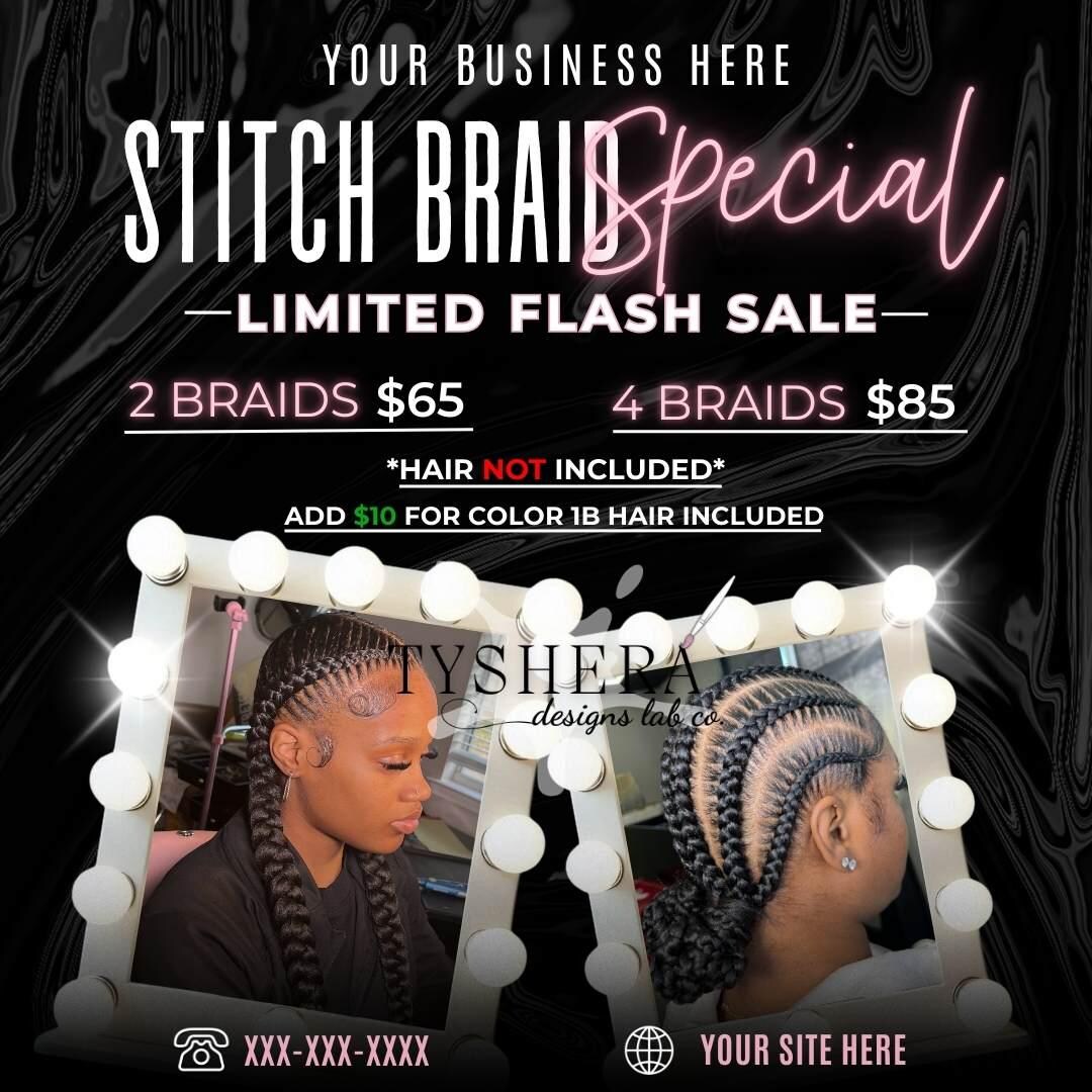 Stitch Braid Special Flyer, Editable Template (canva) - Etsy