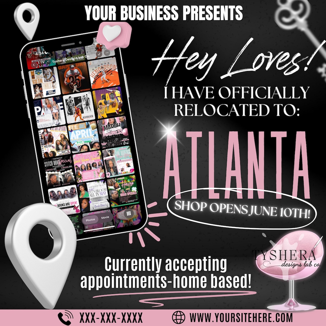 Relocation Announcement Flyer: Editable Canva Template, Social Media ...