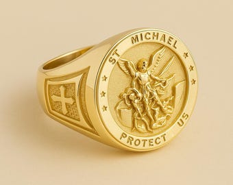 925k Silver Archangel Saint Michael Ring, Religious Gift for Men, Gift ...