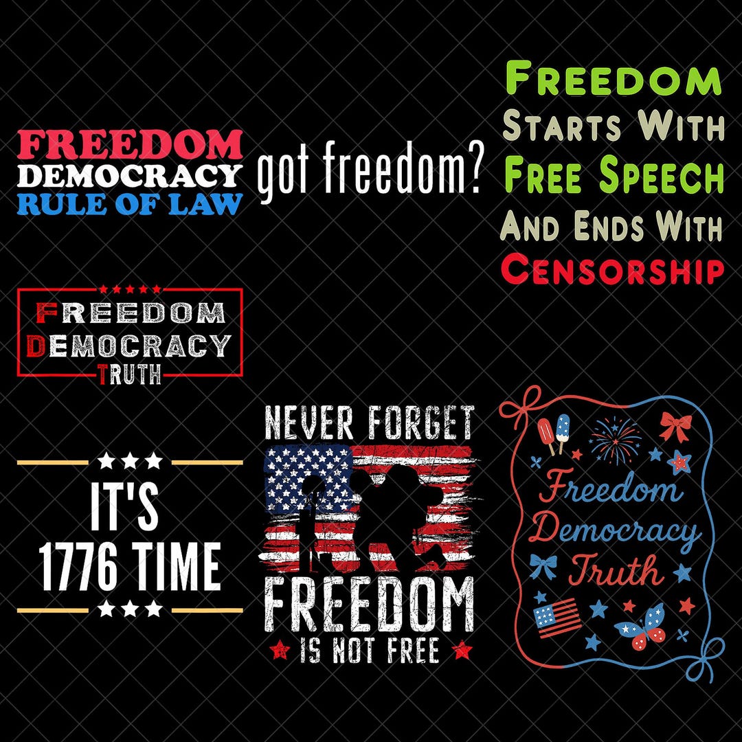 Freedom Democracy PNG Bundle, Patriotic 1776 Quotes, Free Speech ...