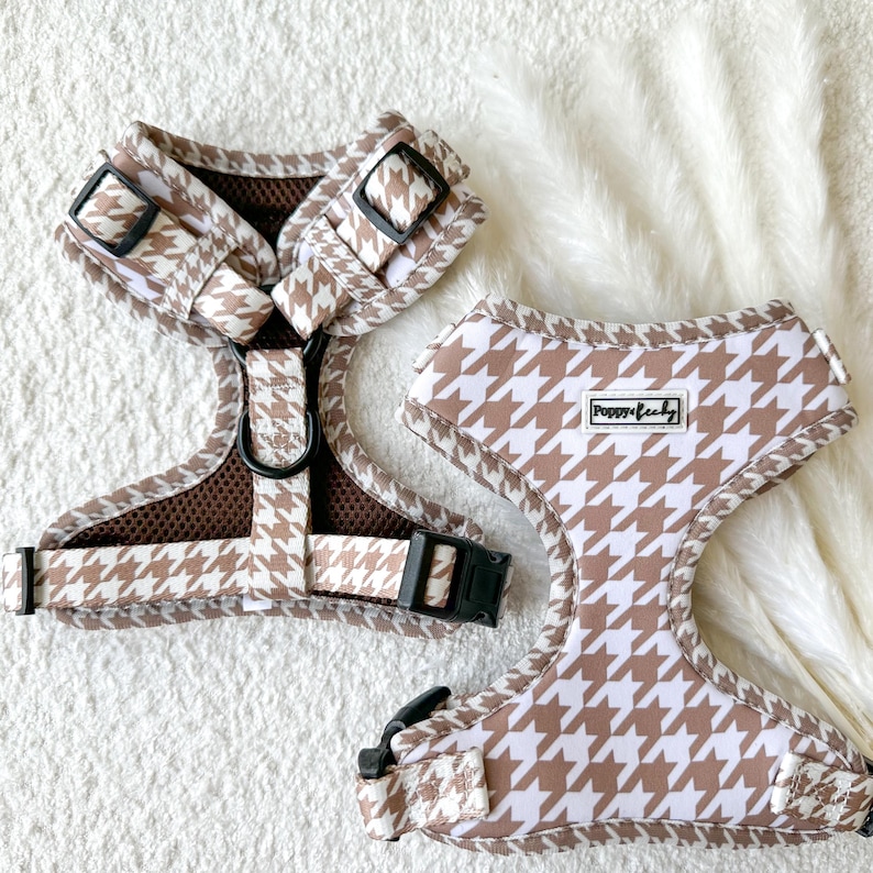 Tan Houndstooth Dog Harness, Lead, Collar Sets | Dachshund | Sausage ...