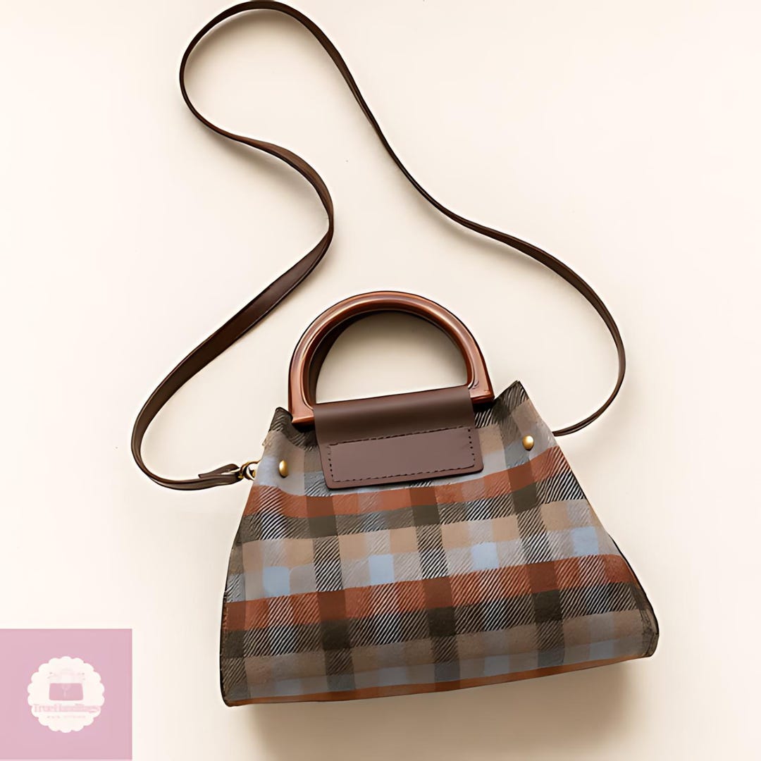 Handmade Plaid Trapezoid Crossbody Bag – Womens Contrast Pattern ...