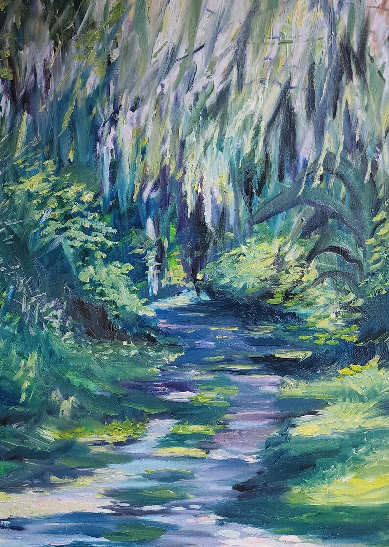 Original Florida Path Oil Painting of a Lush, Tropical Park in St ...