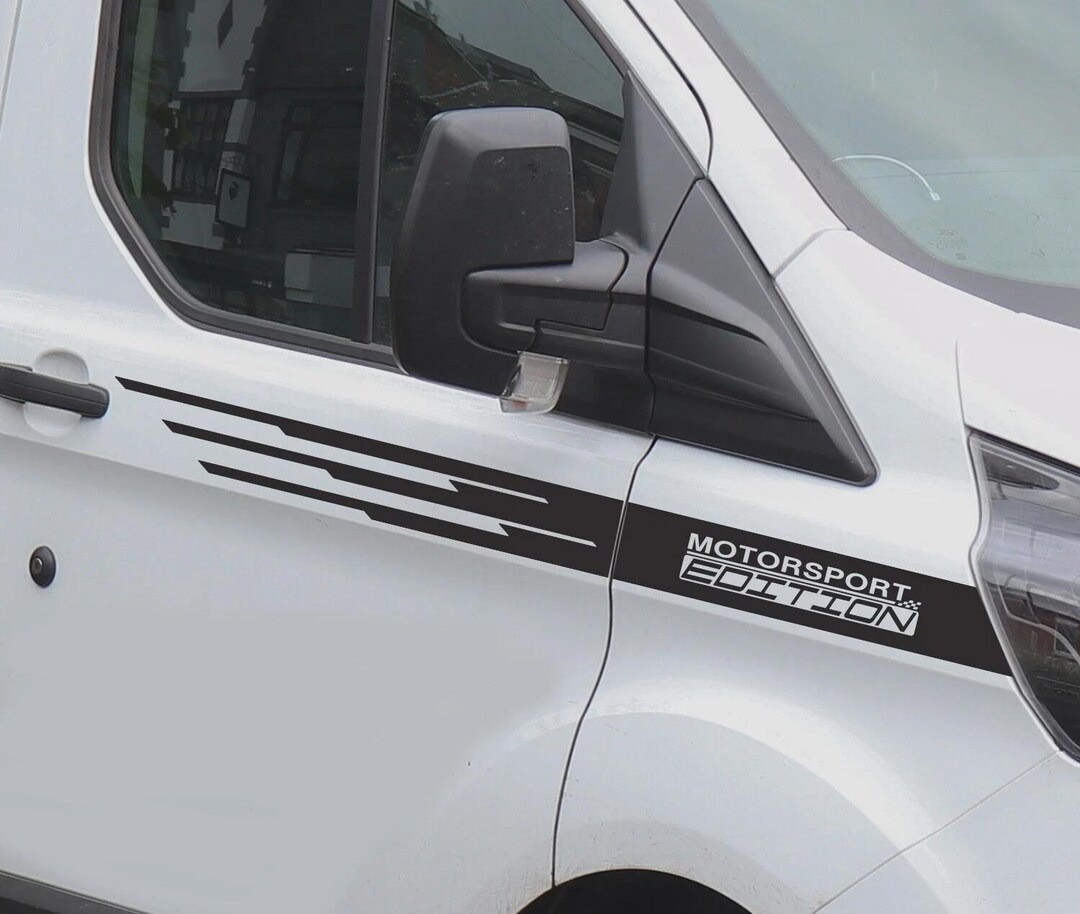 Fits Ford Transit Custom Graphics Van Side Wing Stripes Sport Racing ...