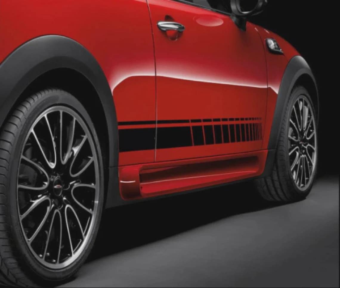 Fits Mini Cooper JCW Side Stripes Graphics Decals Both Sides Any Colour ...