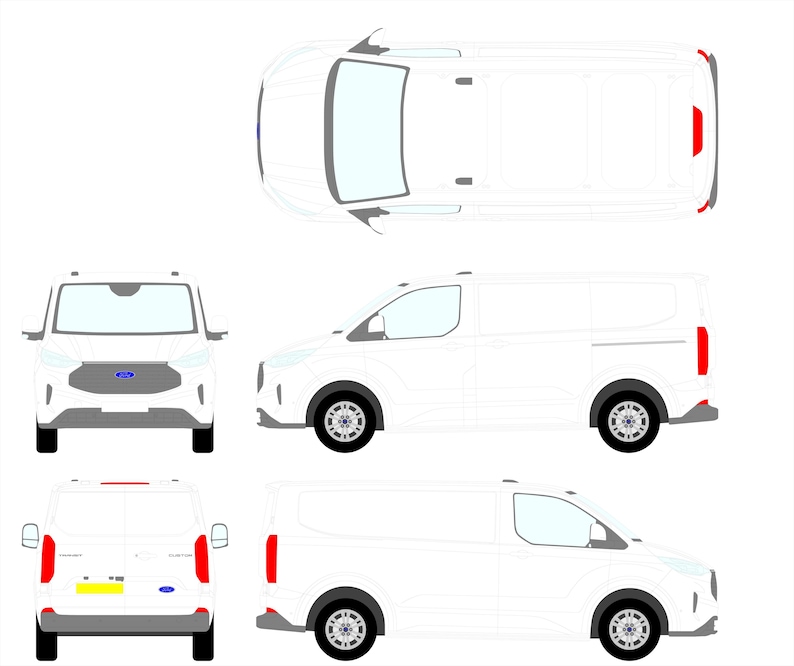 Ford Transit Custom 2024-2025 Vehicle Template Mock up Design Download ...
