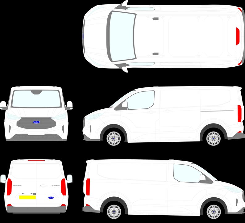 Ford Transit Custom 2024-2025 Vehicle Template Mock up Design Download ...