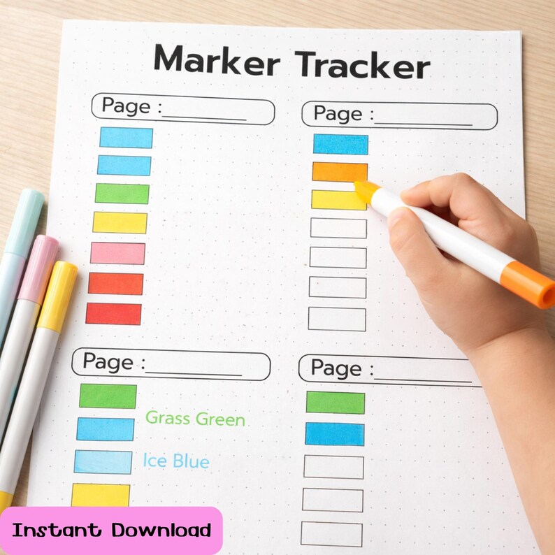 Marker Tracker Printable, Marker Swatch Chart, Brush Pen Color Tracker ...