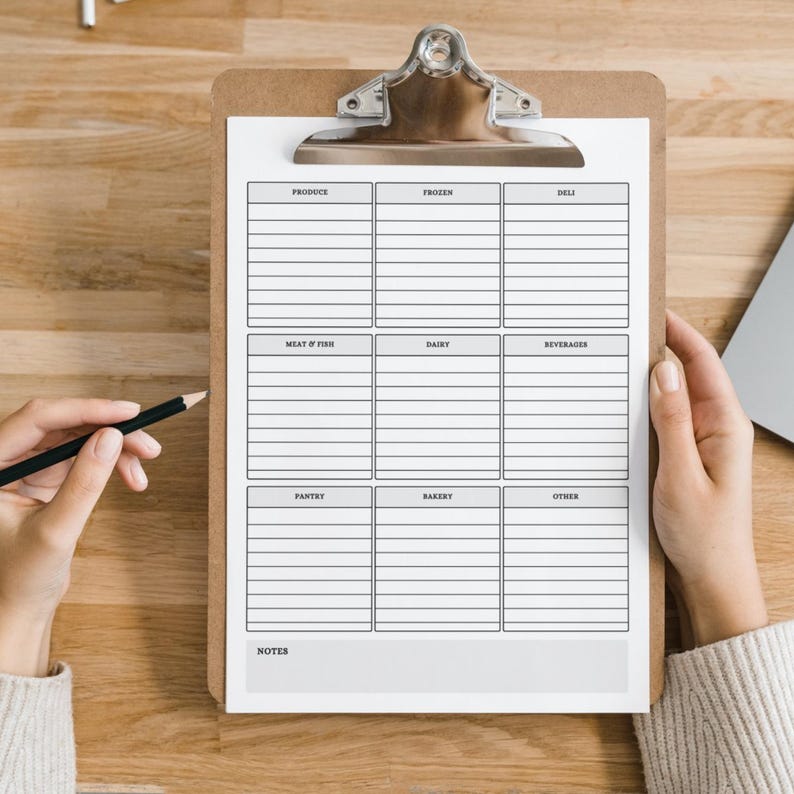 Categorized Grocery List Printable | Minimalist Shopping Checklist ...