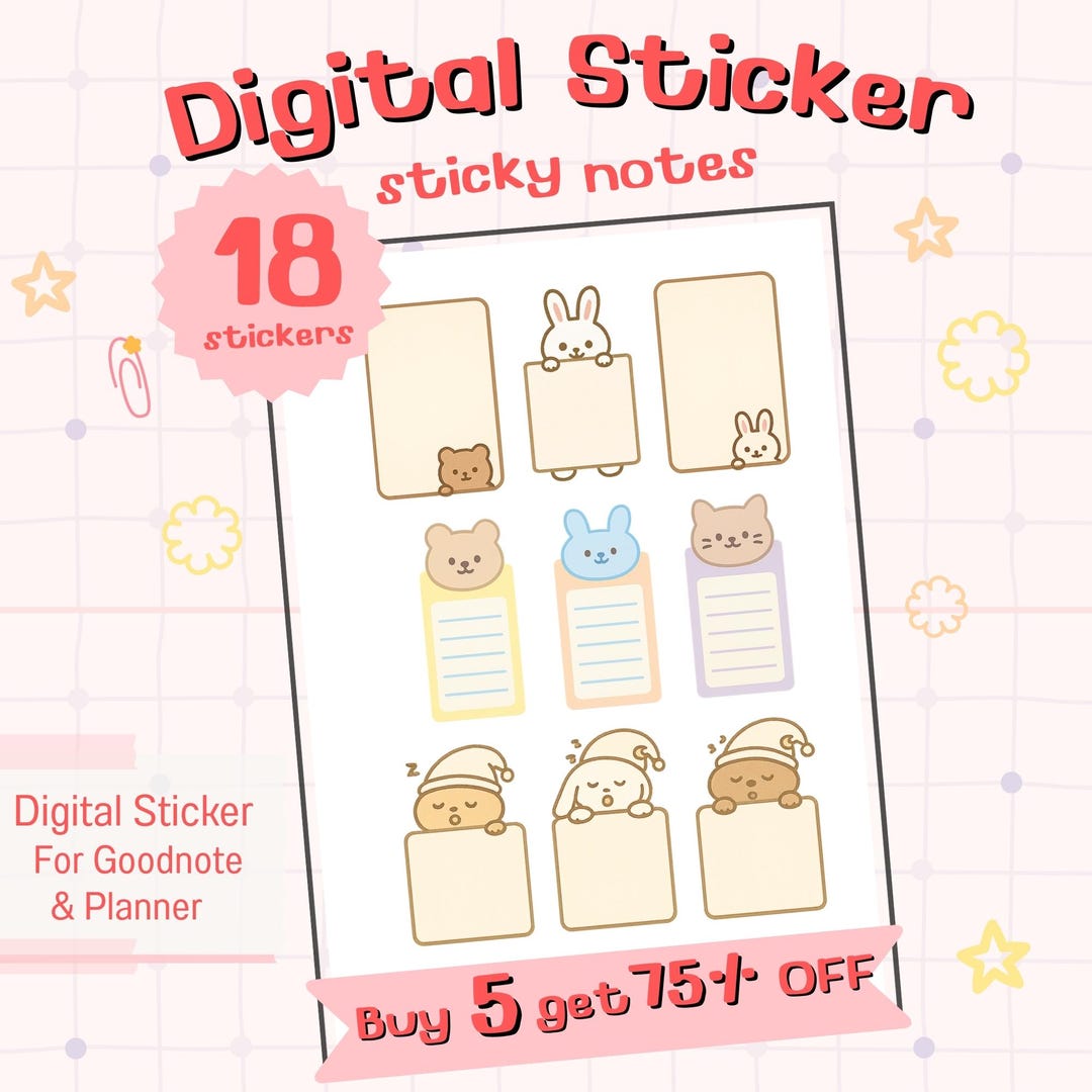 Kawaii Animal Notepad Set | Sticky Notes | Planner Stickers for ...