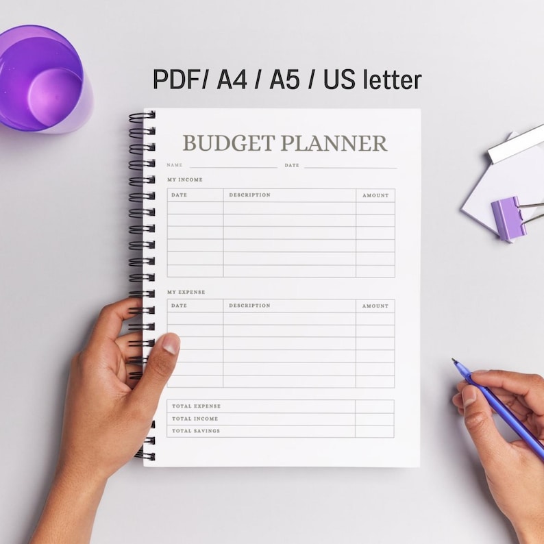 Minimal Budget Planner Printable Income Expense Tracker A4 A5 US Letter ...