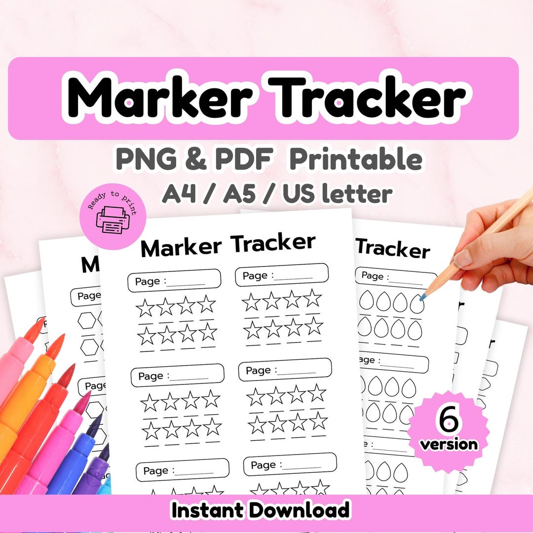 Marker Tracker Printable Bundle, Color Swatch Tracker PDF PNG, Marker ...