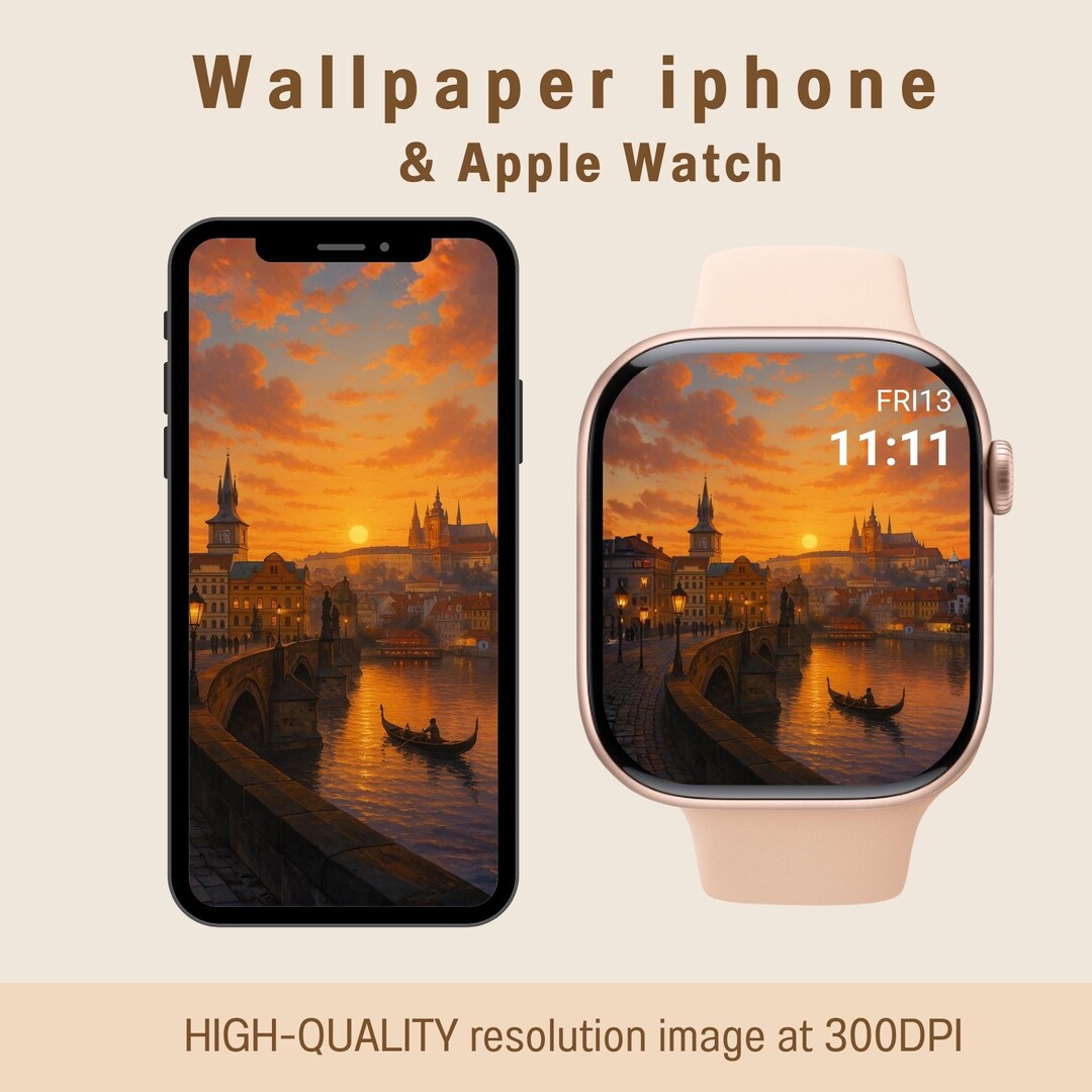 Apple Watch Wallpaper European Old Town Sunset Gondola Landscape and ...