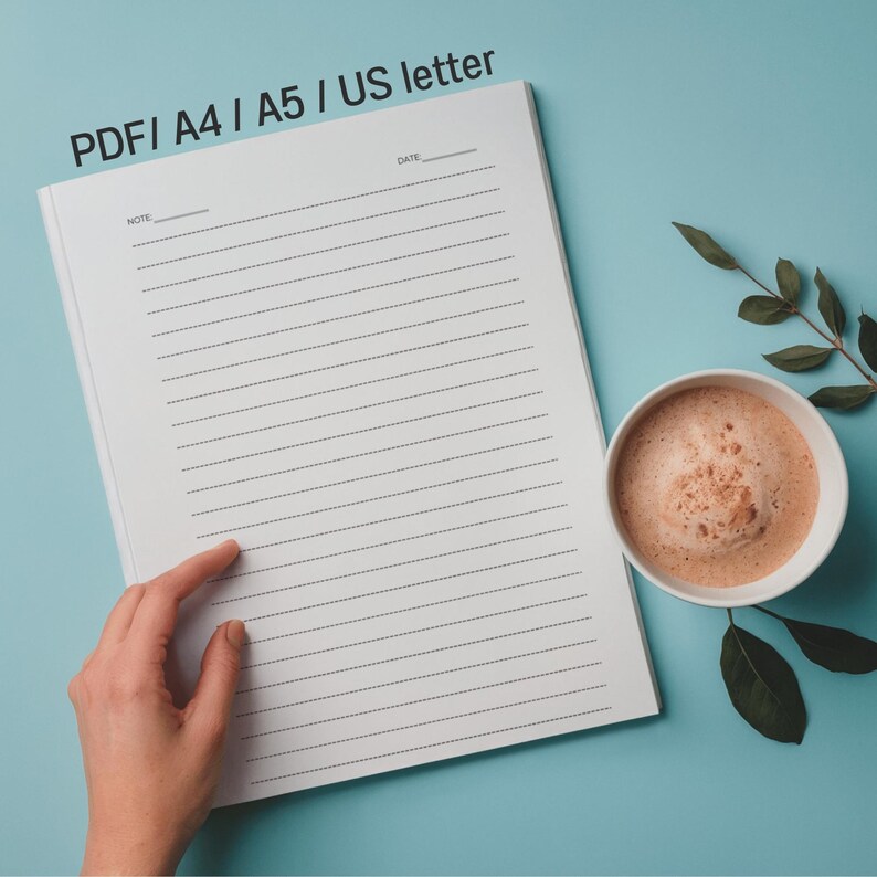 Printable Dotted Lined Paper Notes PDF A4 A5 US Letter Instant Download ...