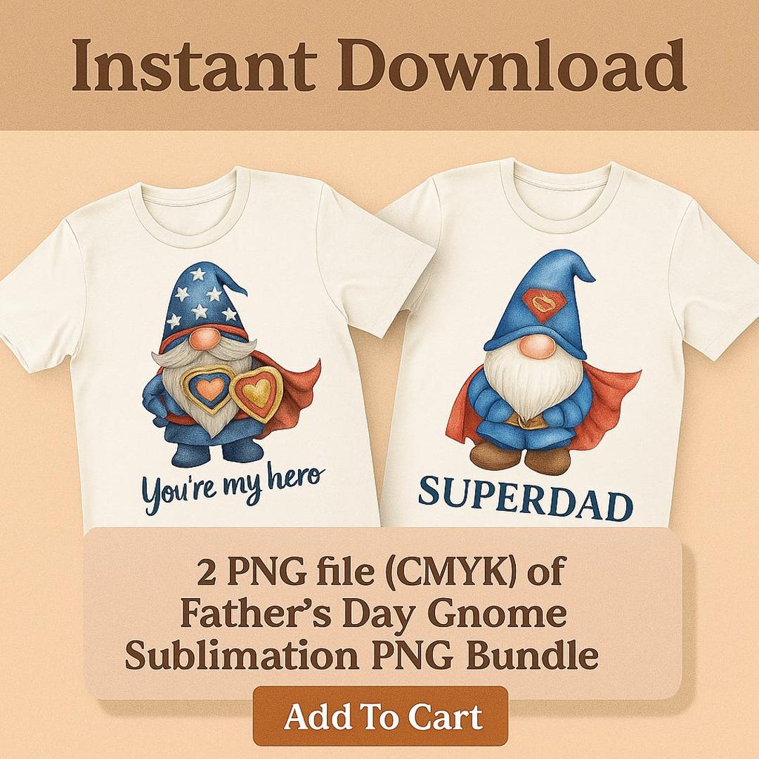 Father's Day Gnome Sublimation PNG Bundle | Super Dad Gnome Clipart ...