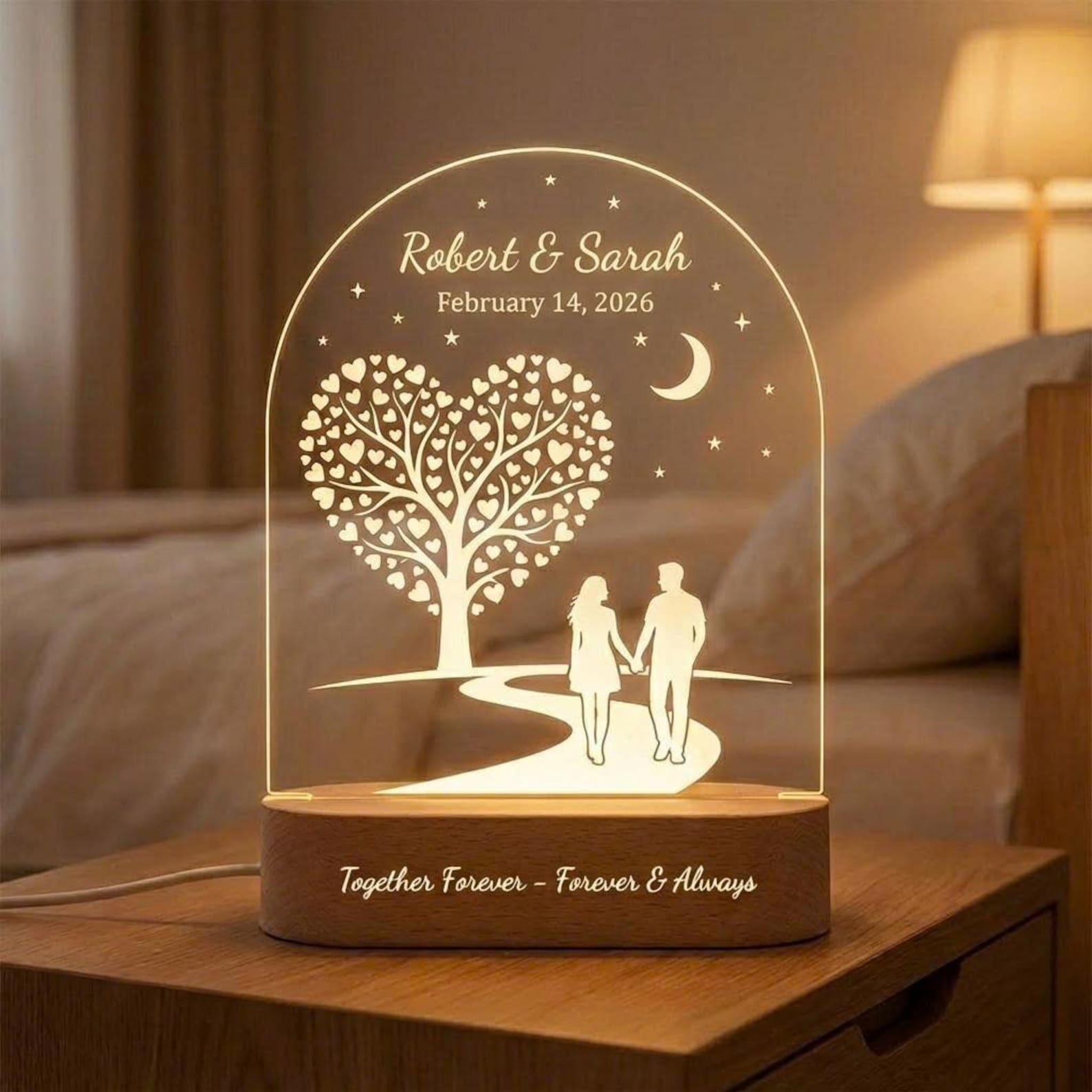 Personalized Couple LED Lamp, Custom Name Night Light, Anniversary Gift ...