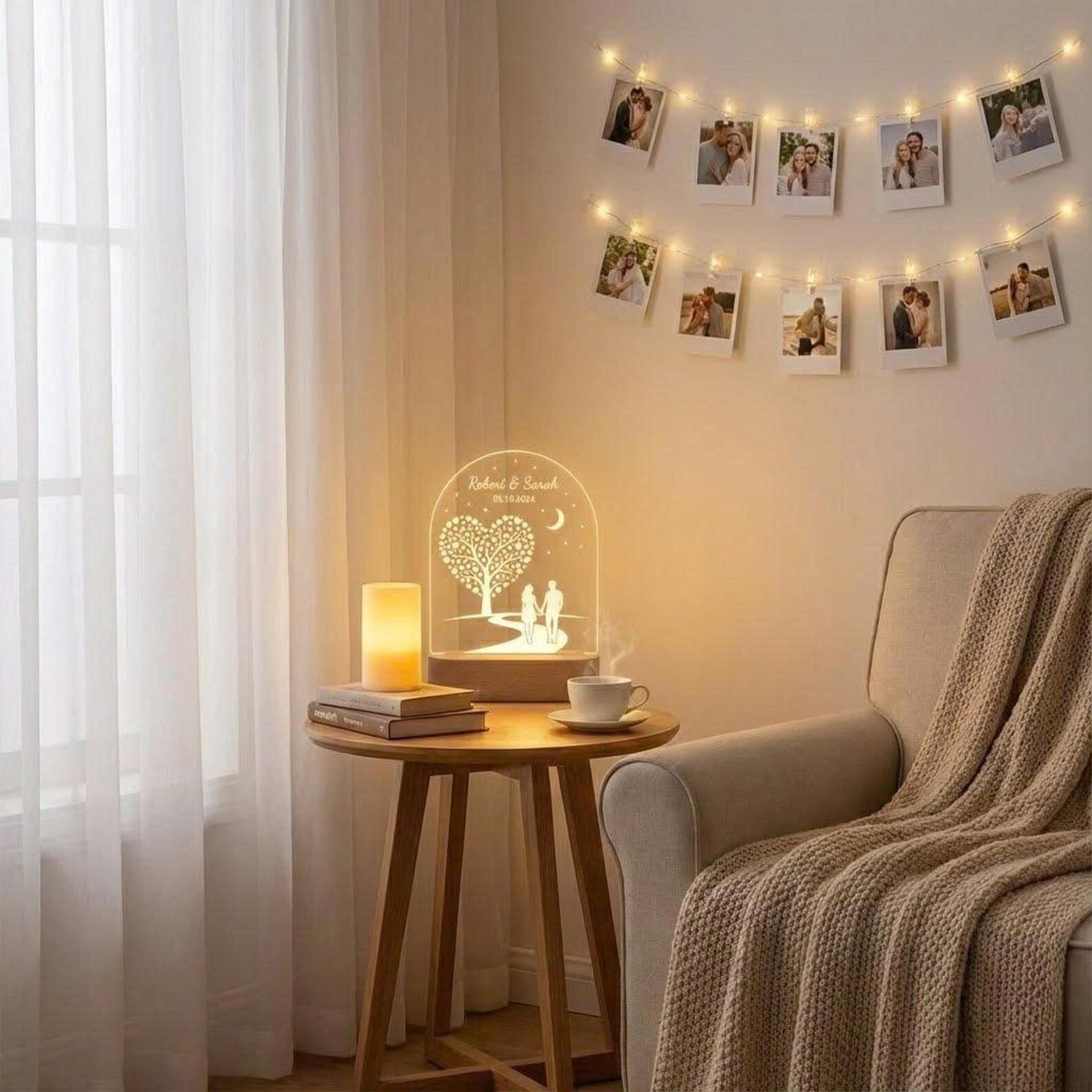 Personalized Couple LED Lamp, Custom Name Night Light, Anniversary Gift ...