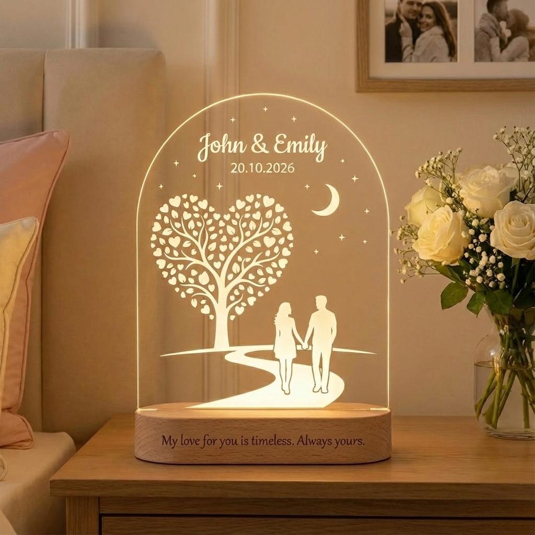 Personalized Couple LED Lamp, Custom Name Night Light, Anniversary Gift ...