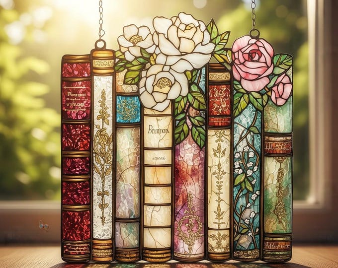 Stained Glass Open Book Suncatcher Window Decor Purple 3” - Etsy