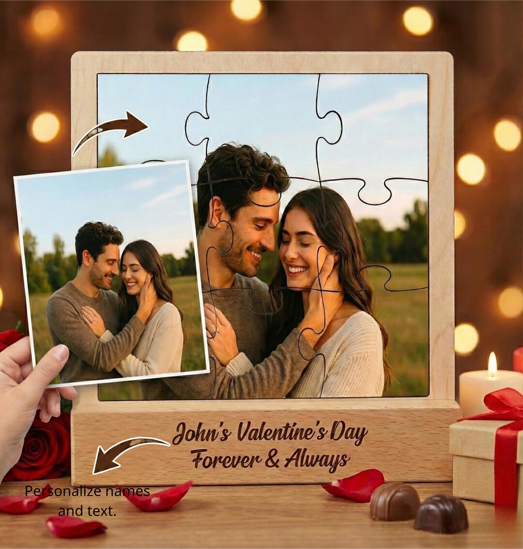 Custom Photo Puzzle With Stand, Personalized Wooden Picture Frame ...