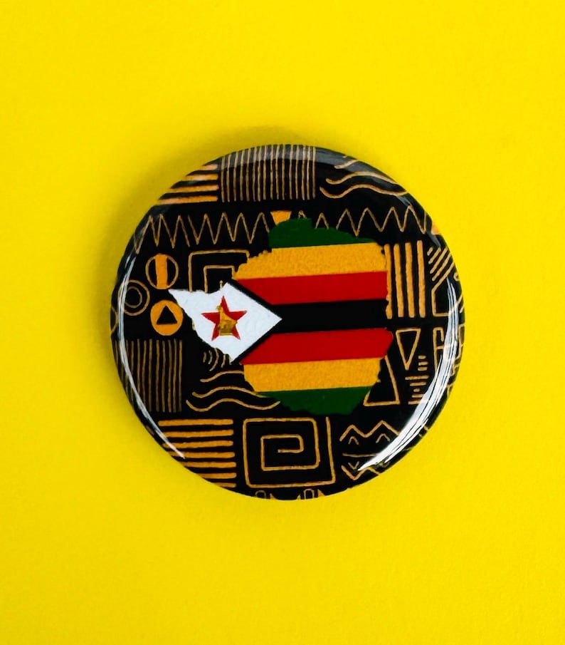 Zimbabwe Map Badge 25mm Kudhinda Pattern - Etsy