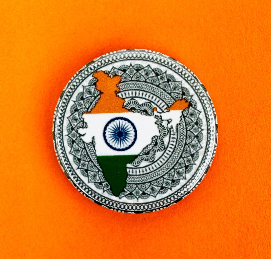 India Flag Map Badge 25mm Mandala Pattern - Etsy