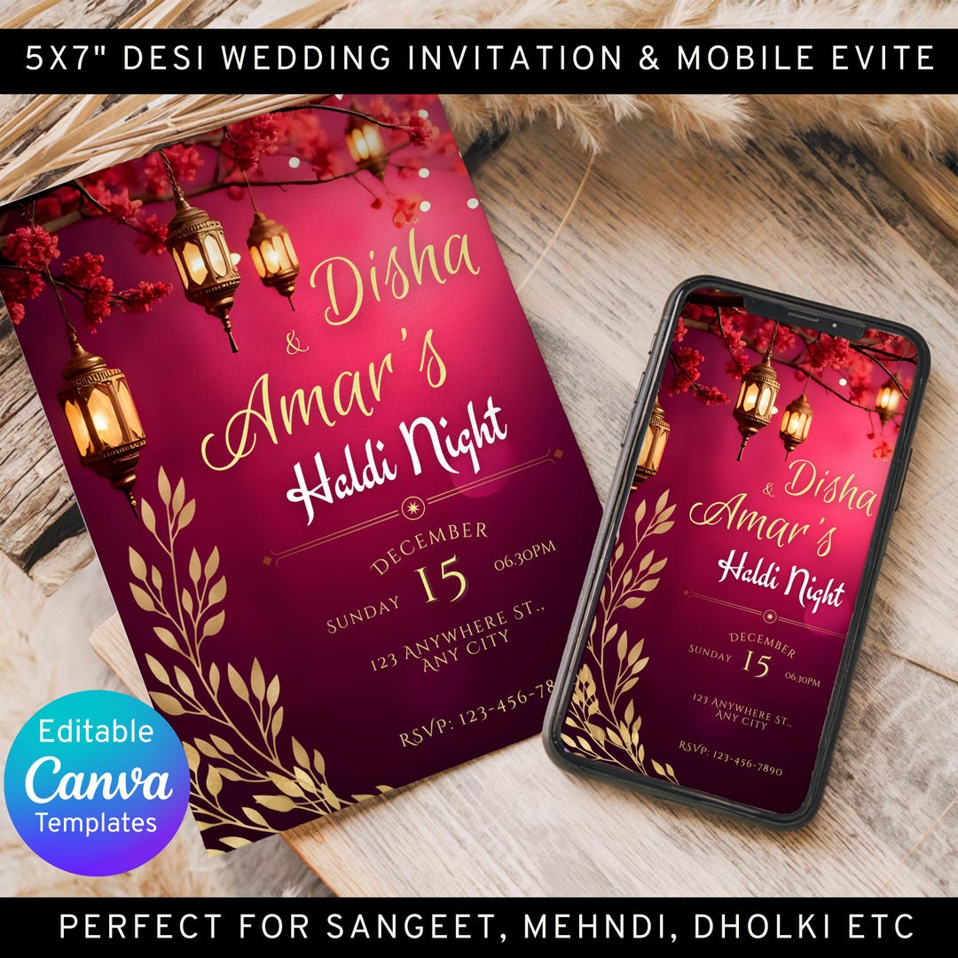 Elegant Mehndi Sangeet Invitation Template: Cherry Blossom Design ...