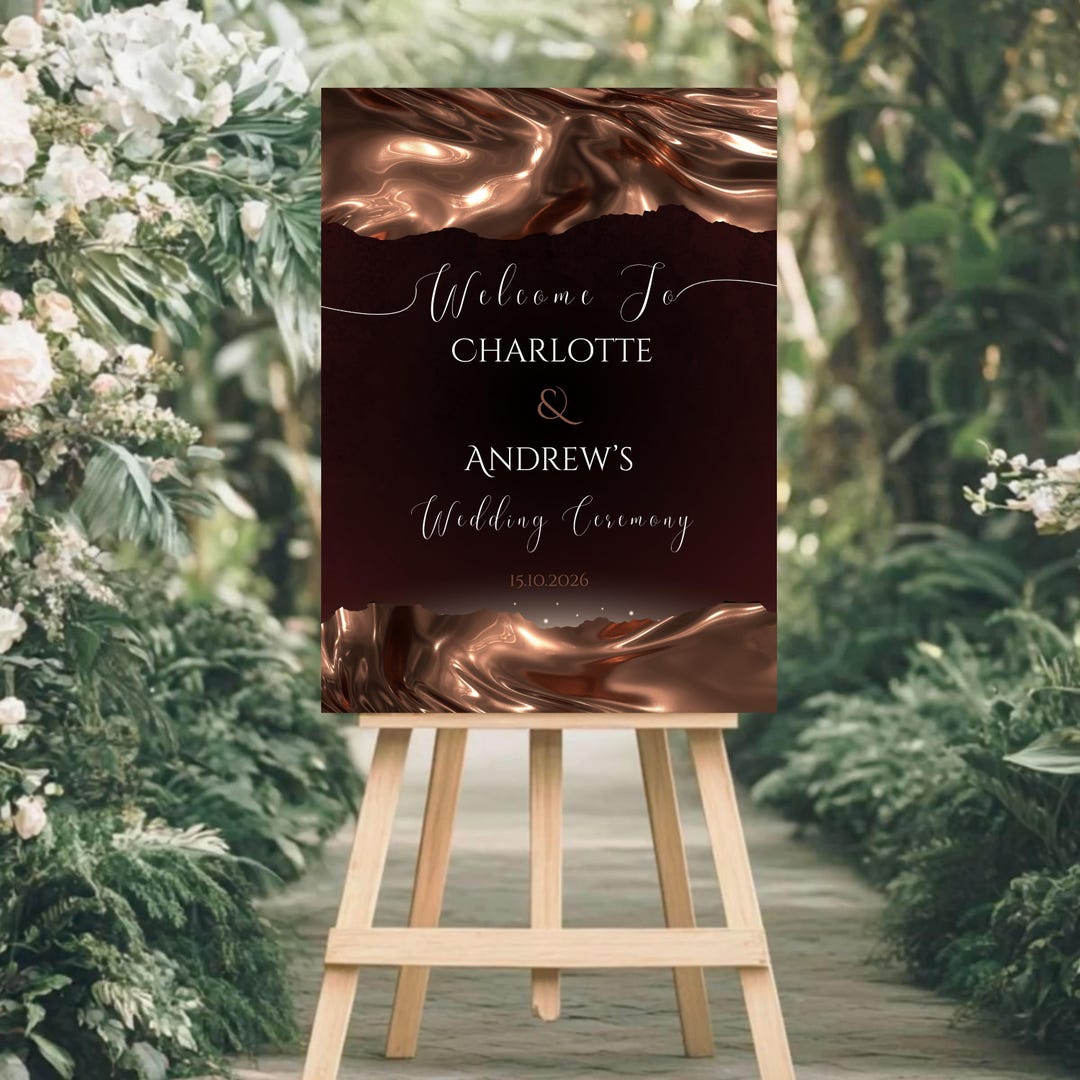 Elegant Copper Wedding Welcome Sign | Editable Template (digital ...