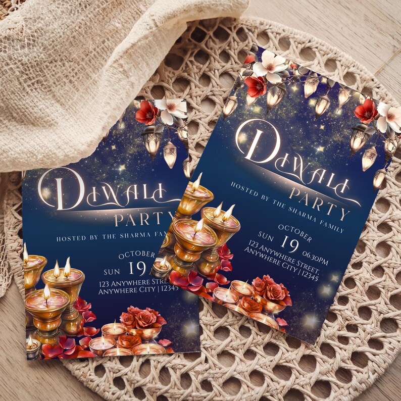 Printable Diwali Invitation, Festival of Light, Editable Template ...