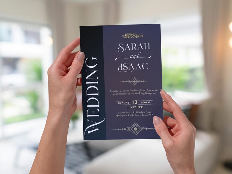 Islamic Walima Nikkah Wedding Invitation, Minimalist Muslim DIY Evite ...