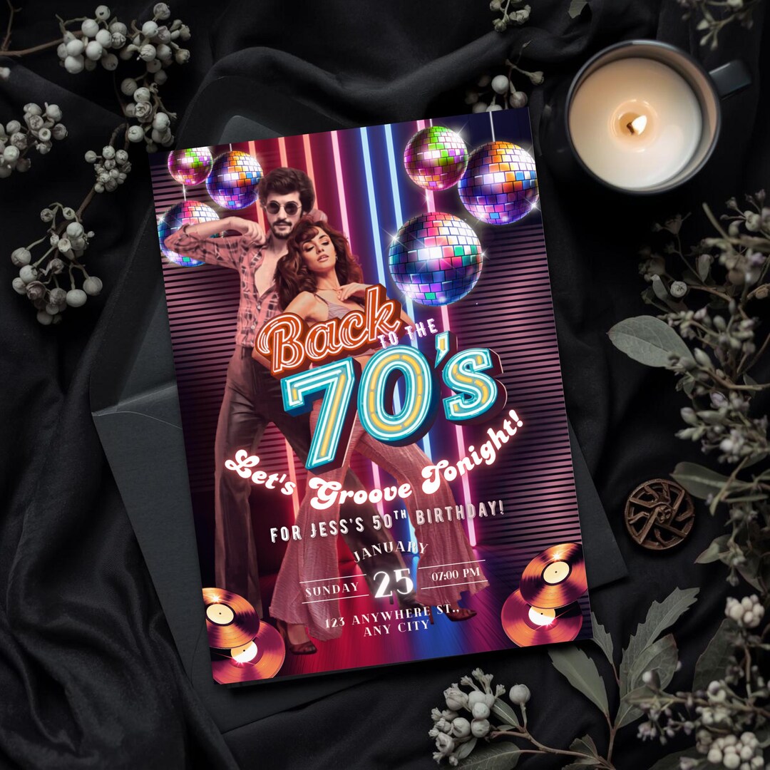 70s Disco Party Invitation Template, Retro 50th Birthday Editable ...