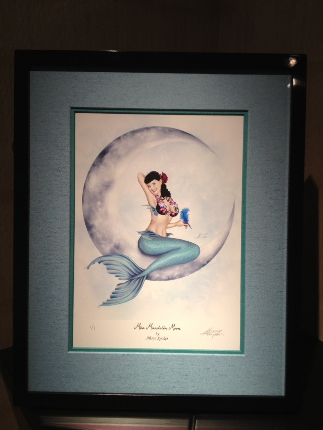 Pinup Mermaid Miss Mandolin Moon 9x12 Limited Edition Art - Etsy