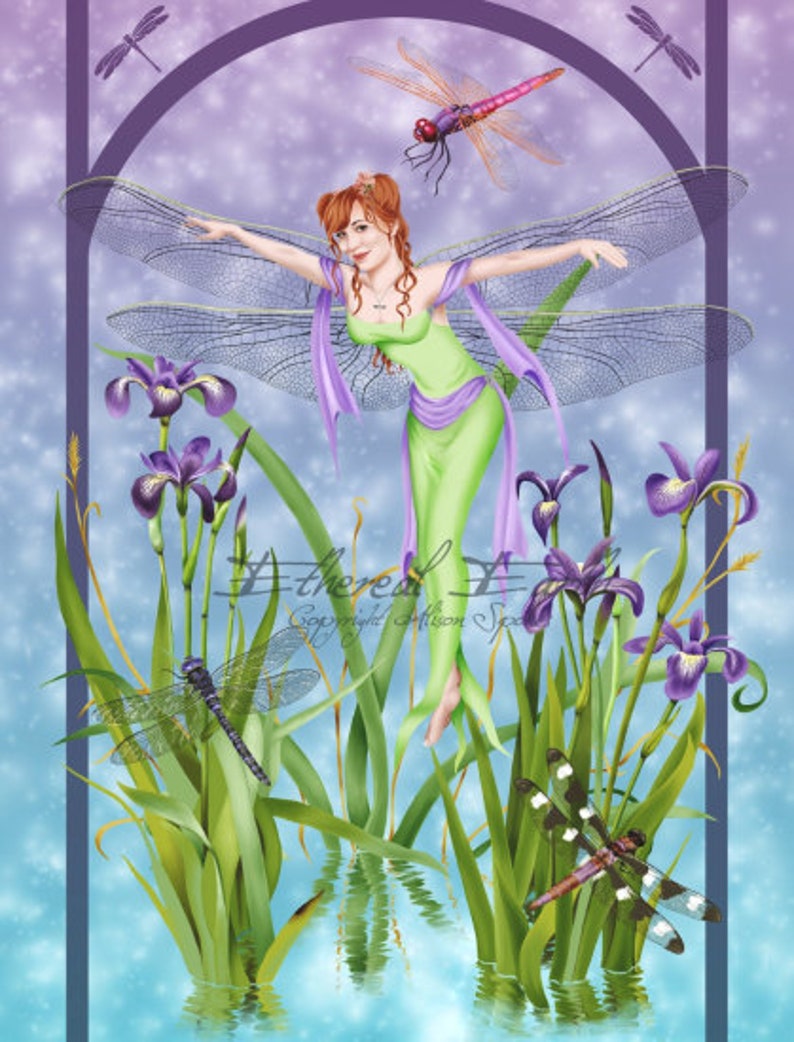 Dragonfly Fairy Dancing Flying Faerie Spring Flower Iris - Etsy