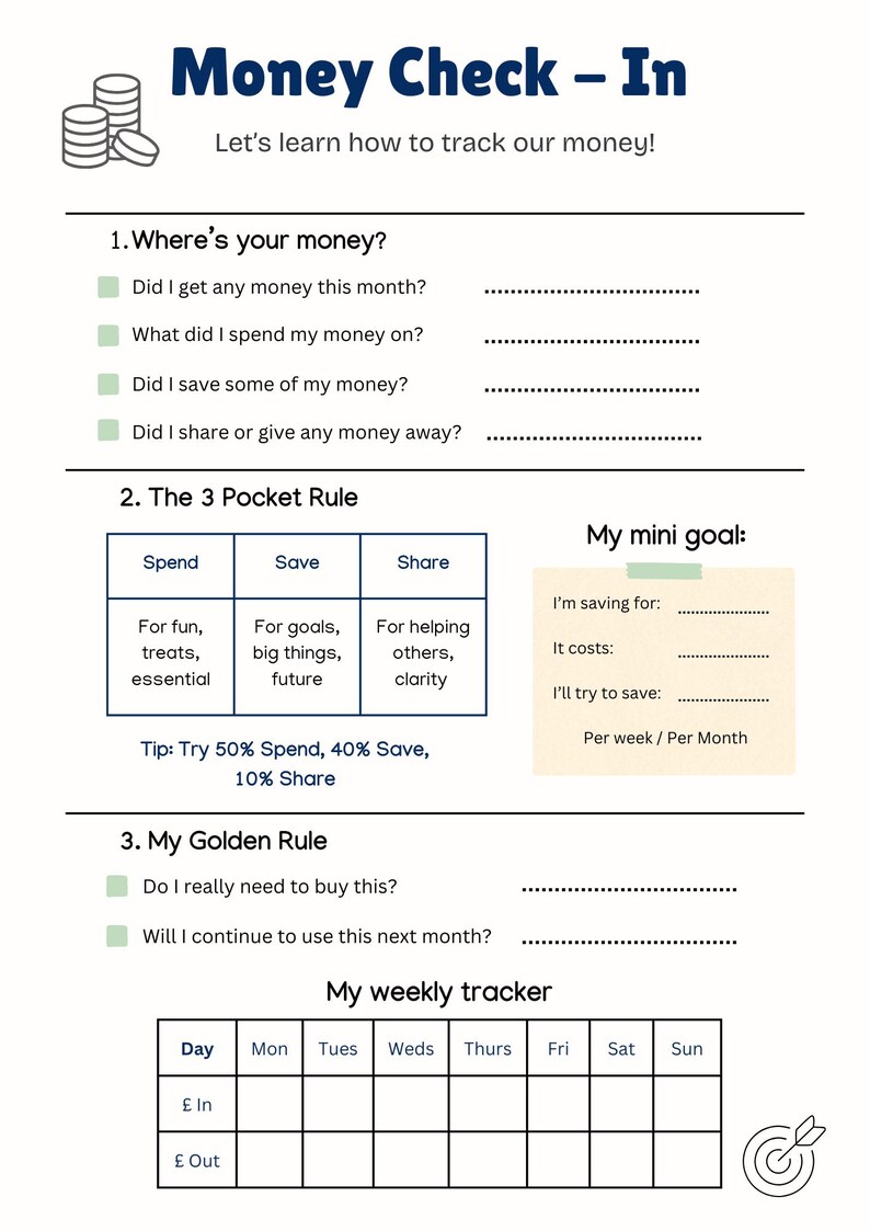 Kids Money Tracker Printable – Allowance & Savings Chart for Children ...