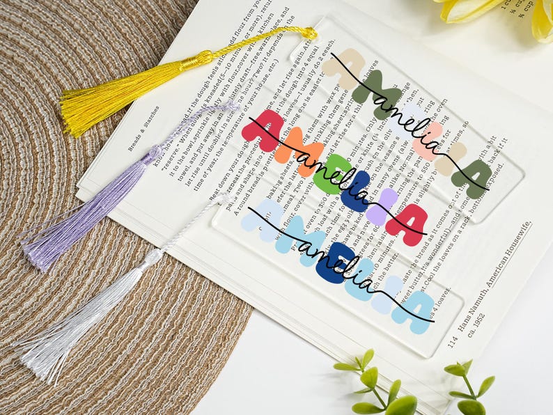 Personalized Bookmark With Custom Name, Acrylic Bookmark With Tassel ...