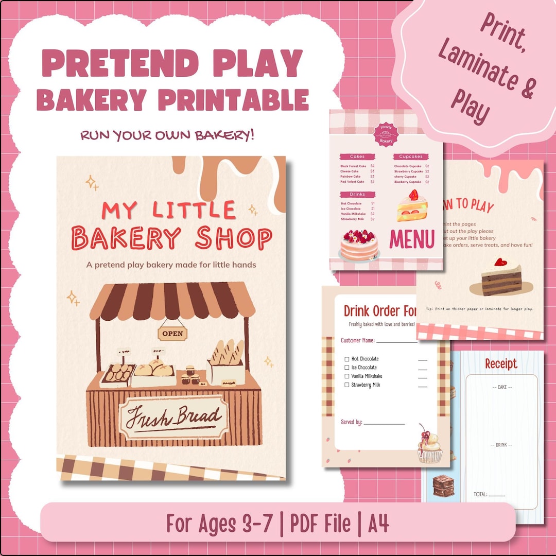 Pretend Bakery Play Printable: Menu, Order Form, Play Money (PDF File ...