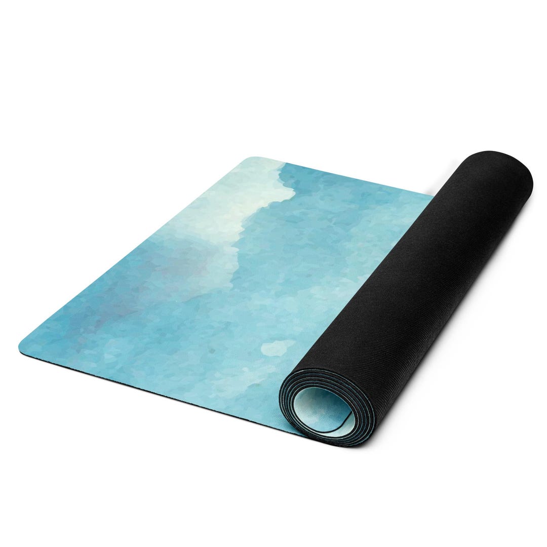 Melting Smiley Face Yoga Mat – Trippy Blue Watercolor Suede Mat | Non ...