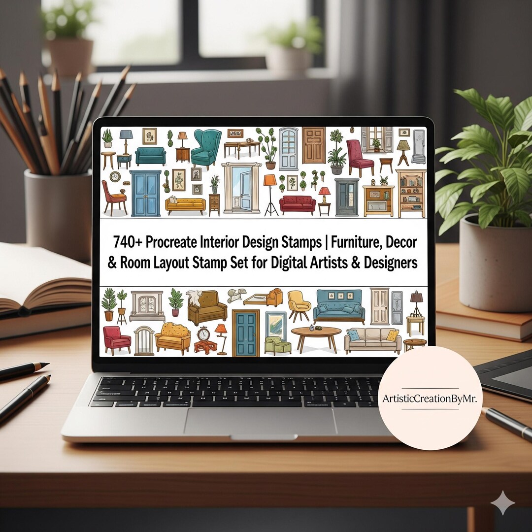 740+ Procreate Interior Design Stamps |furniture, Decor & Room Layout ...