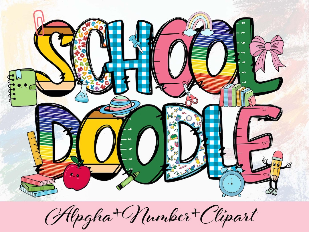 Doodle Alphabet PNG Bundle: School Teacher Font, Clipart (digital ...
