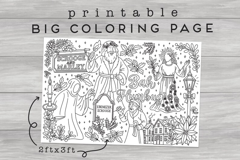 A Christmas Carol BIG Coloring Page: Dickens, Scrooge, Bah Humbug ...