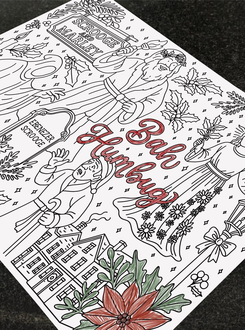 A Christmas Carol BIG Coloring Page: Dickens, Scrooge, Bah Humbug ...