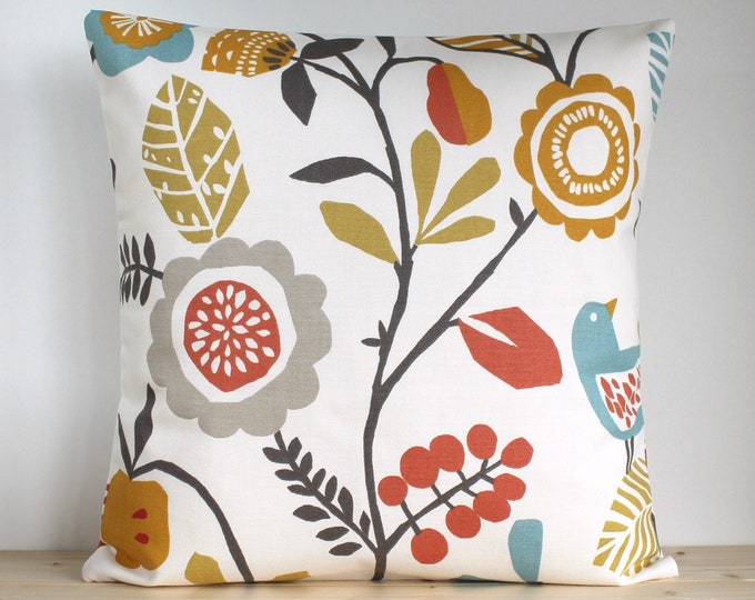 Scandinavian Cushion Cover, Orange Pillow Cover, Folk Pillow Sham ...